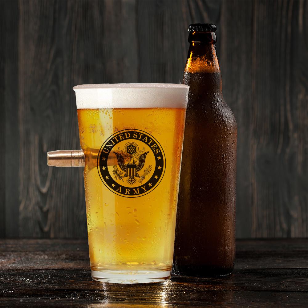 Army Bullet Unique Beer Glass Real 50 Caliber Bullet Design 16 Oz
