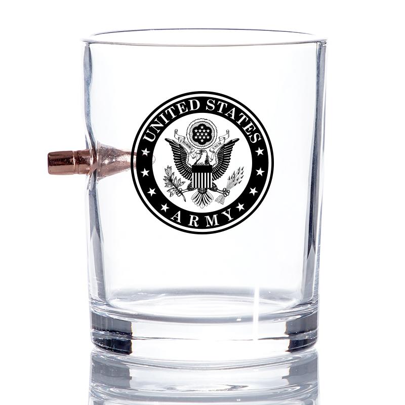US Army Bullet Whiskey Glass – .308 Bullet - Army Rocks Glass - Soldie