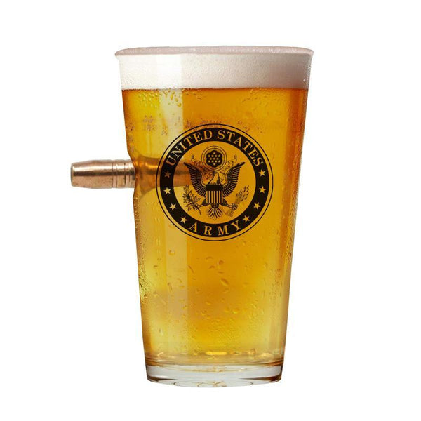 Army Bullet Unique Beer Glass – Real .50 Caliber Bullet Design 16 Oz.